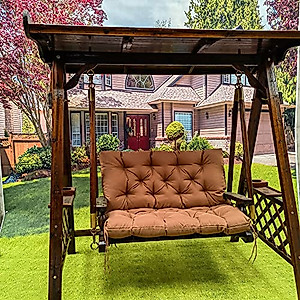 LFNOONE Thicken 5" Swing Chair Pads for Garden Patio,Swing Replacement Cushions with Backrest,Waterproof Bench Cushion for Outdoor Furniture,2-3 Seater Washable Swing Replacement Cushions/40x40 Green