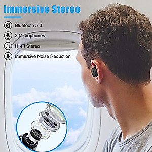 Ankbit E302 True Wireless Earbuds Bluetooth Headphones with Microphone, TWS in Ear Stereo Headset, IPX8 Waterproof, Hi-Fi Deep Bass Earphones for Sports/Work, Compatible with iPhone & Android