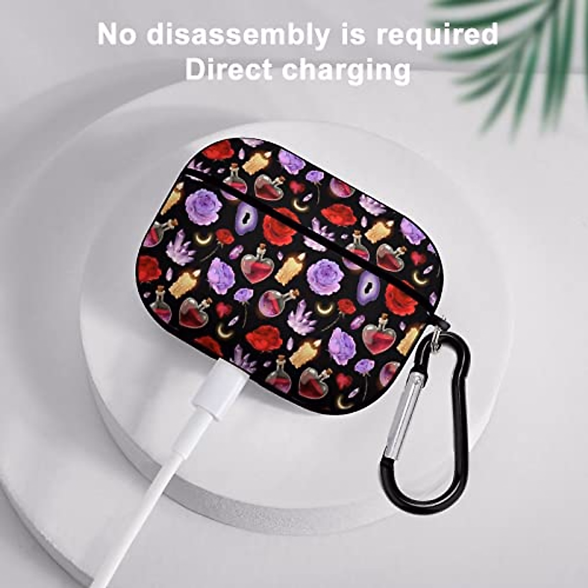 Goth Gothic Magic Crystal Potion Flower AirPods Pro Case Cover Gifts with Keychain, Shock Absorption Soft Cover Airpods Pro Earphone Protective Case for Men Women