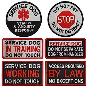 Lightbird 6 PCS Service Dog in Training/Working/Stress & Anxiety Response Embroidered Hook & Loop Morale Patches