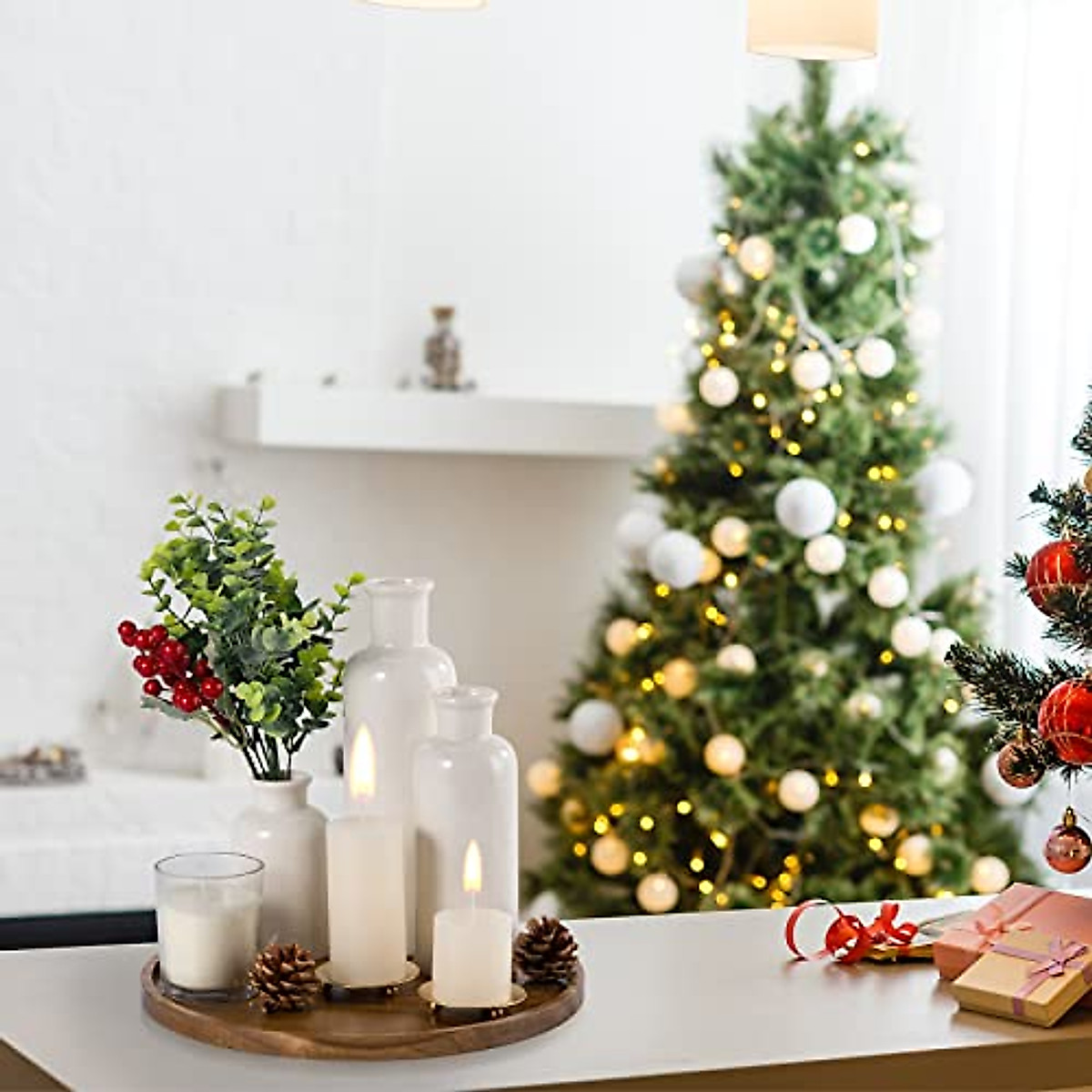 Decorative Round Beautiful Tray for Décor Kitchen Dining Room -Acacia Wood The Perfect Small Candle Tray for Coffee Table and Home Decor