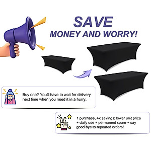 ABCCANOPY Spandex Table Cover 6 ft. Fitted 30+ Colors Polyester Tablecloth Stretch Spandex Table Cover-Table Toppers (6 FT, Black)