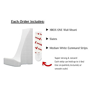 3DLASERSLAB Damage-Free Controller Wall Mount Kit for Xbox One (1 Pack, White), Microsoft, Easy Install, 3M Command Strip Included (White, 1)