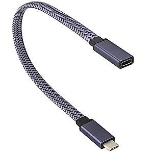 AAOTOKK Braided USB 3.1 Type c to Type C Connector Cable 60W&3A Short Type C 3.1 USB Male to Female Extension Cable Supports Charging,Data,Audio,Video Cable for Laptop&Tablet&Mobile Phone.(0.3M-M/F)