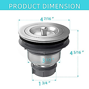 GETPRO Kitchen Sink Drain Strainer 3-1/2 Inch Sink Strainer Assembly Kit 304 Stainless Steel Removable Deep Waste Basket and Sealing Lid Kitchen Sink Drain Assembly Kit for Standard Kitchen Sink