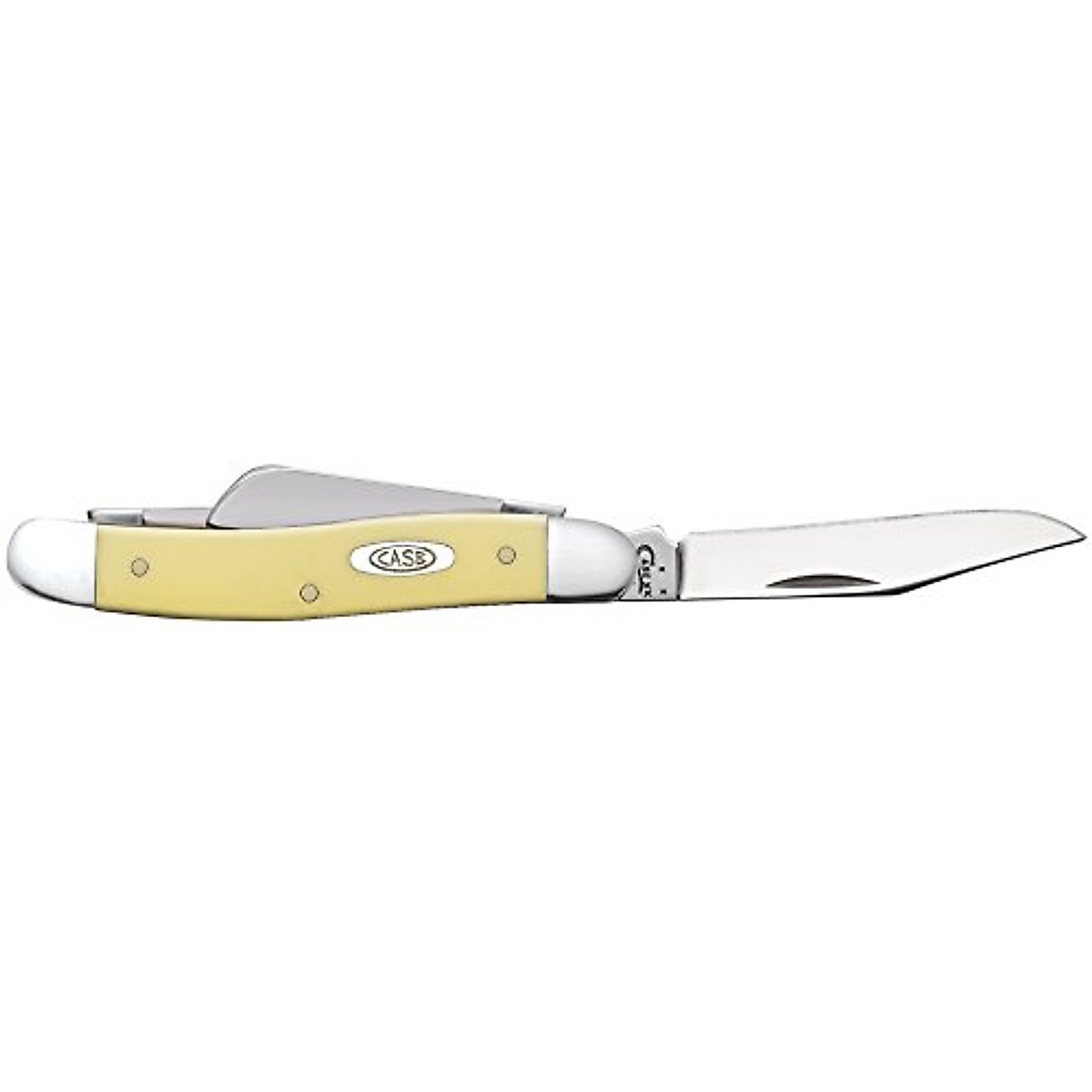 CASE XX WR Pocket Knife Madium Stockman With Synthetic Handle, Carbon Steel CV Blades, Length Closed: 3 5/8 Inches (Yellow Synthetic)