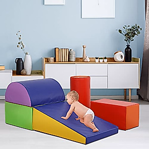 Dkelincs Climbing Toys for Toddlers 1-3, 5-Piece Crawl and Climb Foam Soft Play Equipment, Foam Climbing Blocks Activity Play Structures Indoor Baby Climber Sets