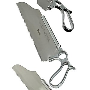 Premium Satterlee Bone Saw Ring Handle Stainless Steel Cutting Edge-12" (30.5 cm), light metal handle with stainless 9" (22.9 cm) blade