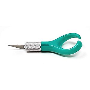 Excel Blades K71 Fingertip Craft Knife - 7 Inch Ergonomic Hobby Knife With Finger Loop - Crafting Supplies - Scrapbooking Knife and Cutting Tool For Precision Cutting and Trimming - Green Teal