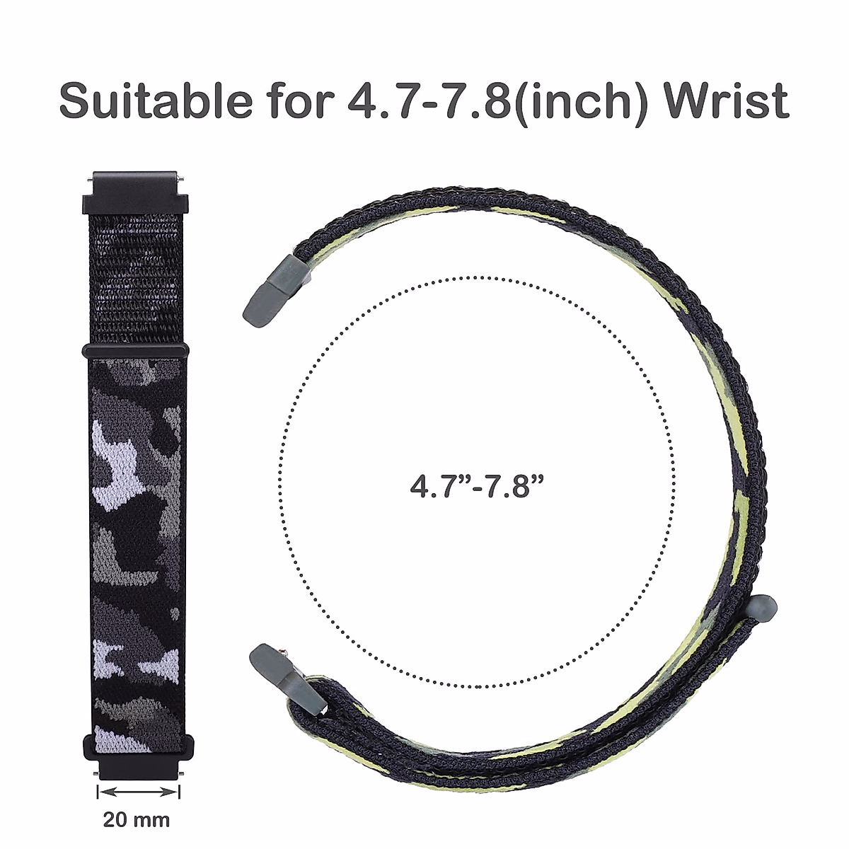 2 Pack Camo Nylon Band Compatible with Gizmo Watch 3 Adventure 3 2 1/Gabb Watch 3e 3 2 1/SyncUP Watch Band, 20mm Breathable Soft Hook & Loop Watch Band Replacement Small Size