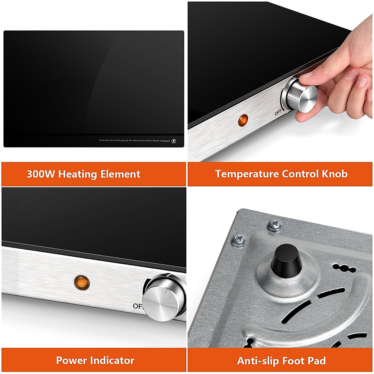 Giantex 2 Packs Electric Warming Tray, 22''x15'' Hot Plate with Adjustable Temperature Control, Stainless Steel Frame & Tempered Glass Surface, Food Warmer Buffets Server for Party Events