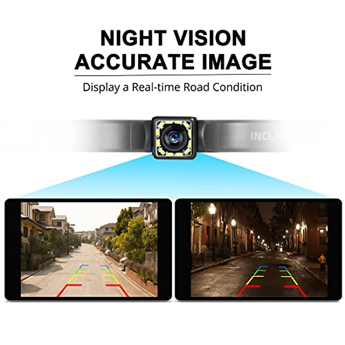 Car Backup Camera, Rear View Camera Ultra HD 12 LED Night Vision, Waterproof Reverse Camera 140° Wide View Angel with Multiple Mount Brackets for Universal Cars, SUV, Trucks, RV and More