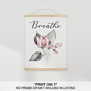 heilkee Pink Flower Wall Art Bathroom Grey Wall Decor Relax Soak Unwind Breathe Wall Pictures Bathroom Signs Set of 4(UNFRAMED 8x10in)