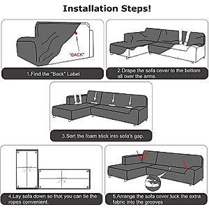 IMYOGI High Stretch Sofa Covers Combination Sofa 2 Pieces Stretch L Shape Sofa Slipcover Spandex Non Slip Furniture Protector for Kids & Pets -Navy Blue-4 Seater + 4 Seater