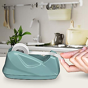 Acrimet Premium Desktop Tape Dispenser, Plastic, Non-Skid Base (Heavy Duty) (Solid Green Color)