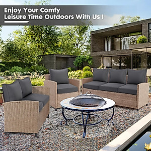 HERMOCE Outdoor Deep Seating Cushion Set, 24" x 24", Waterproof & Fade Resistant Patio Furniture Cushions with Handle, Deep Seat and Back Cushion for Chair and Sofa (3, Grey)