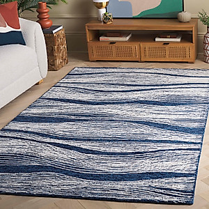 SAFAVIEH Metro Collection Area Rug - 6' x 9', Navy & Ivory, Handmade Wool, Ideal for The Living Room, Dining Room, Bedroom (MET995N-6)