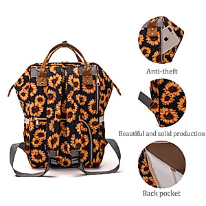 LEQUEEN Diaper Bag Backpack Waterproof Stylish Multifunction Large Capacity Travel Back Pack Maternity Baby Nappy Bags (Flora, Black)