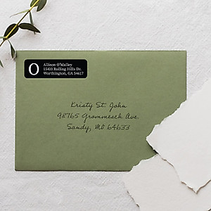 Simple Black Monogram Rolled Address Labels / 250 Personalized Return Address Labels/Designer Address Stickers in Elegant Plastic Dispenser