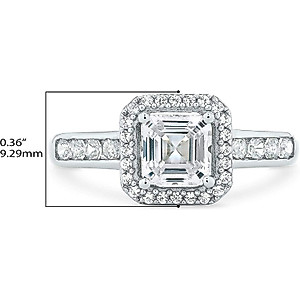 925 Sterling Silver Lab Square Emerald Cut Created White Sapphire Engagement Ring - Size 5