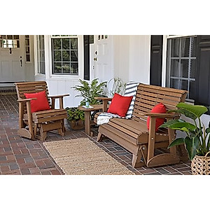 LuxCraft 5' Plain Poly Rollback Balcony Glider with Flip Down Center Console and Built-in Footrest, Seats Up to 3 (Weatherwood & Black)