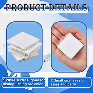 24 Pcs White Streak Plates for Mineral Kit Test Streak Geology Tools Hardness Test Kit Science Supply for Rock Test Specimens Science Classrooms Labs, 1.9 x 1.9 Inches