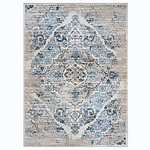 Luxe Weavers Distressed Cream 6x9 Area Rug, Modern, Stain Resistant Carpet, Indoor Oriental Rug