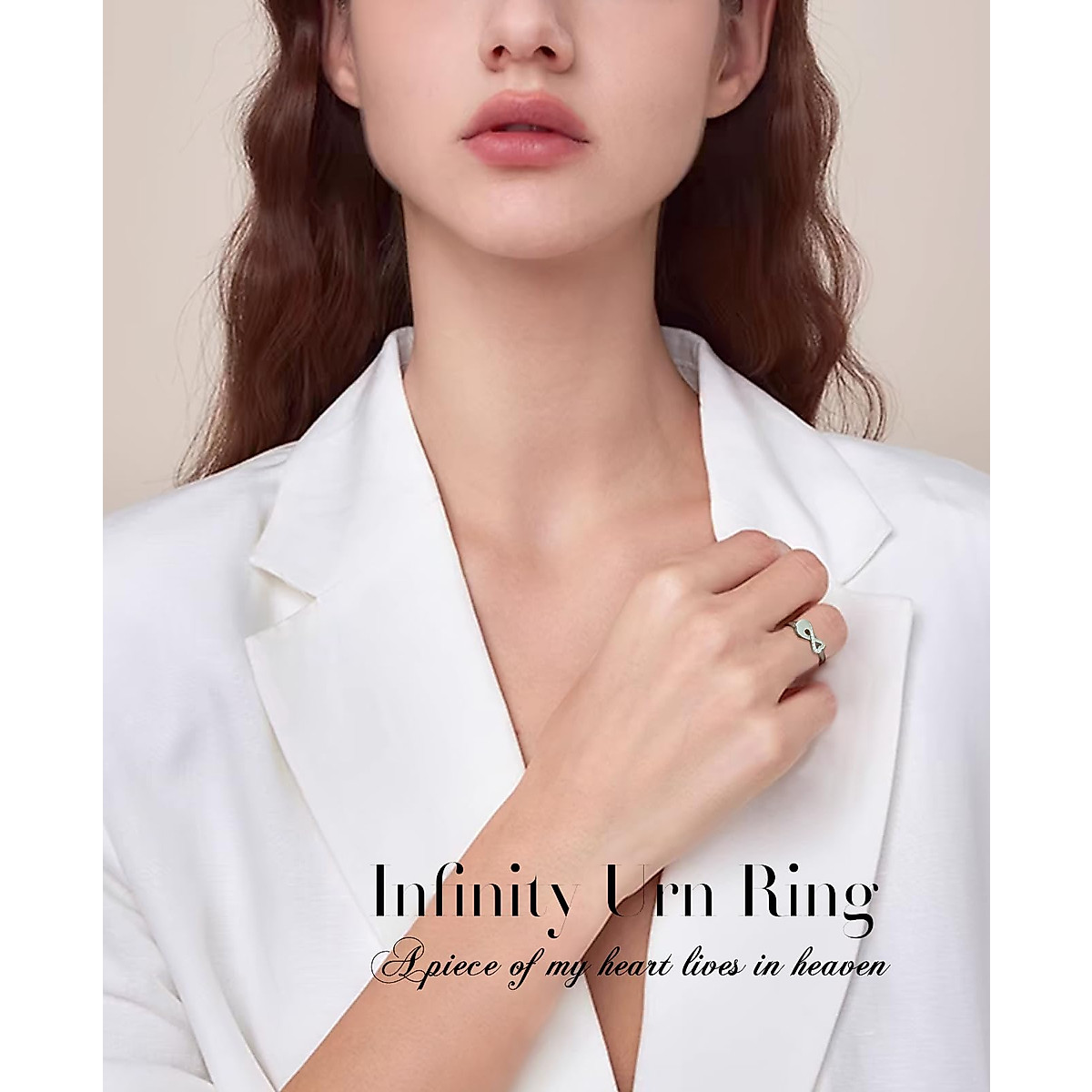 Ladytree Sterling Silver Forever In My Heart Infinity Mini Ring Hold Loved Ones Ashes Cremation Urn Ring for Women Finger Ring Memorial Jewelry (Infinity, 9)