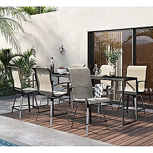 Grand patio Outdoor Counter Height Patiol Stools Set of 6, All-Weather Swivel Bar Chairs for Balcony, Poolside, Backyard, Garden (Coffee, 6PC)