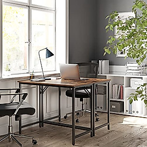 VASAGLE Bookshelf, 6-Tier Open Bookcase, Floor Standing Unit, Rustic Brown ULBC166X01 & 39-Inch Computer Writing Desk, Home Office Small Study Workstation, 39.4, Rustic Brown + Black