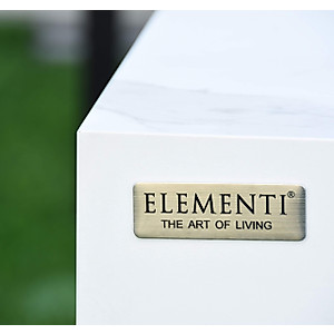 ELEMENTI Outdoor Fire Table 45,000 BTUs Natural Gas Firepit Patio Coffee Table Furniture, Backyard Fireplace Marble Porcelain Rectangle Fire Pit, 17Inch-High (White)