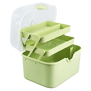 Cqhxvw Craft Organizers and Storage Large Art Supply Storage Three Layer Storage Box Arts and Crafts Box 10.5 X 8.2 X 9in First Aid Medication Organizer Tackle Box Organizer Storage Box with Handle