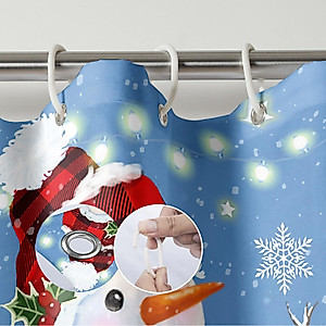 BIVINAR Christmas Shower Curtain, White Winter Forest Snowfall Bathroom Shower Curtain, Natural Xmas Pine Tree Fabric Bathroom Curtain Decor, 72 × 72 Inch