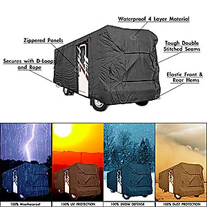North East Harbor Waterproof Durable Tear-Resistant RV Motorhome Fifth Wheel Cover Covers Class A B C Fits Length 31'-34' Feet New Travel Trailer Camper with Zippered Panels