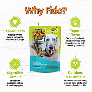 Fido Super Breath Dental Care Bones for Dogs - 8 Treats Per Pack (3 Pack) - Dog Dental Treats for Medium Dogs (Made in USA) - Dog Dental Chews Help Reduce Plaque, Tartar Buildup, and Freshens Breath