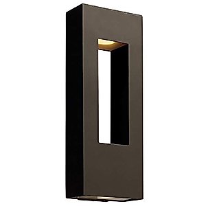 Hinkley Atlantis Collection Two Light 6.5W GU10 LED Outdoor Large Wall Mount Lantern, Bronze