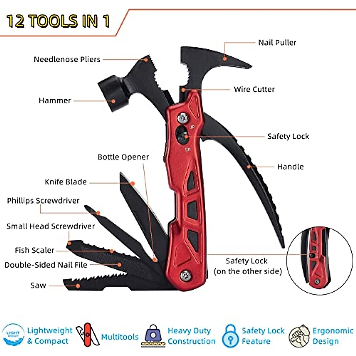 Multitool Hammer Portable Tools 12 in 1