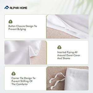 ALPHA HOME Duvet Cover Set King Size, 100% Tencel Lyocell, Luxury and Silky Soft Bedding Cover Set Cooling Duvet Cover Set for Hot Sleepers (1 Duvet Cover, 2 Pillowcases)