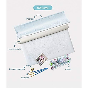 Chenistory 4 Packs DIY Paint by Number for Kids & Adults Acrylic Painting 16 x 20 inch Paint Canvas with Paintbrushes Set Draw Arts Craft Home Decoration - Mountain Landscape Picture