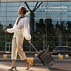 Neewer 2-in-1 Rolling Camera Backpack Trolley Case - Anti-Shock Detachable Padded Compartment, Hidden Pull Bar, Durable, Waterproof for Camera,Tripod,Flash Light,Lens,Laptop for Air Travelling(Black)