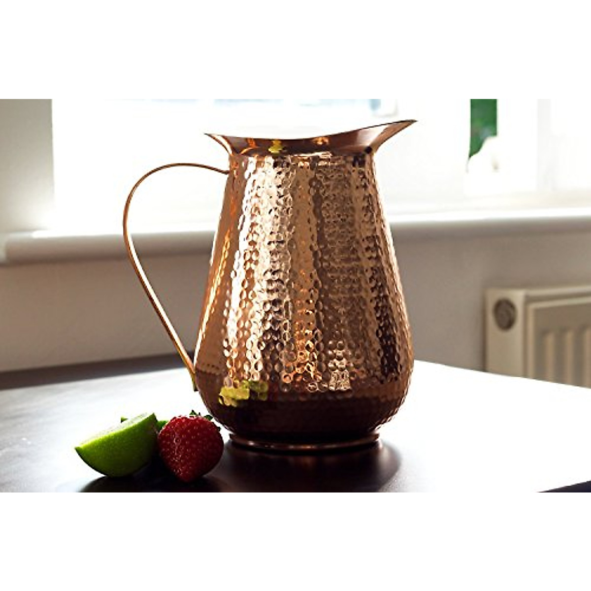 Kosdeg - Copper Pitcher With Lid - 68 Oz - Drink More Water, Lower Your Sugar Intake And Enjoy The Health Benefits - Pure Copper Handmade Hammered Jug, The Best Bedside Carafe - Heavy Gauge