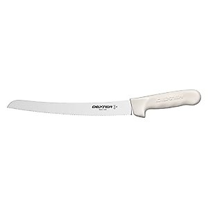 Sani-Safe S147-10SC-PCP 10" White Scalloped Bread Knife with Polypropylene Handle, Multicolor