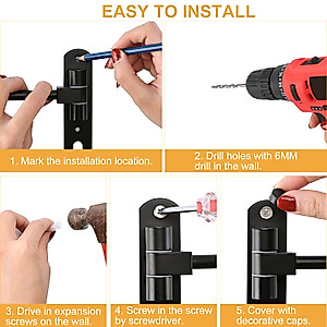 PAHTTO Motorcycle Helmet Holder, Helmet Rack Wall Mount 180 Degree Rotation Helmet Hanger with Double Hook for Coats, Caps, Hats, Motorcycle Accessories