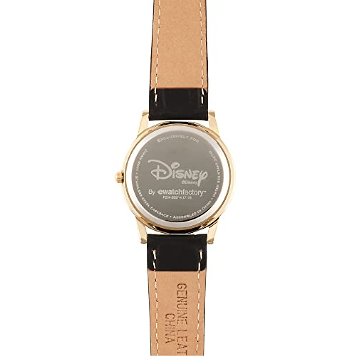 Disney Mickey Mouse Adult Classic Cardiff Articulating Hands Analog Quartz Leather Strap Watch, Gold/Black
