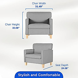 AODAILIHB 3 Piece Sofa Set Living Room Furniture Sets with 2 USB Charging Ports, Upholstered Sectional Couch Sets, Loveseat & 2 Accent Chairs, Grey Couches Apartment Office Small Space (3, Light Grey)