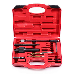 OCPTY Glow Plug disassemble disassembler 16PC Tool Kit with Ratchet-Bar Drill Holding Adaptor fit for Damaged Broken 8mm 10mm Glow Plugs