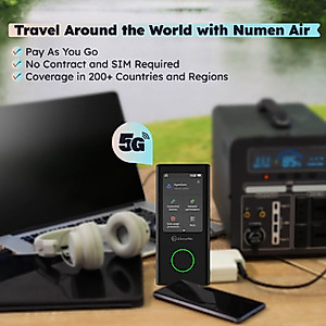 GlocalMe Numen Air 5G Portable WiFi Hotspot for Travel, Ultra High Speed Mobile Hotspot Device with Touch Screen, No Contract or SIM Card Required, 16 Connected Devices, Global 1GB Data