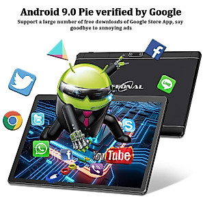 Tablet 10.1 inch Android Tablet, Quad-Core Processor 32GB Storage, Dual Camera, Sim Card Slot, WiFi, Bluetooth, GPS, 128GB Expand and 3G Phone Call Support, IPS Full HD Display (Black)