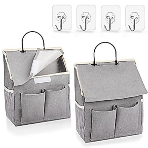LYroo Gray Wall Organizer Hanging Basket with Lid Hanging Organizer Bag for Bathroom Bedroom Kitchen Dorm Room Essentials Rv Storage and Organization Locker Organizer