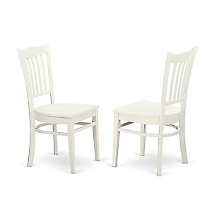 East West Furniture DMGR3-LWH-W 3 Piece Dining Set Contains a Round Dining Room Table with Dropleaf and 2 Kitchen Chairs, 42x42 Inch, Linen White